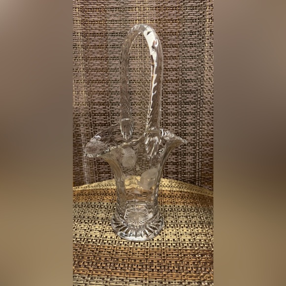 Accents | Vintage Duncan Miller Crystal Glass 12 Handled Basket Etched ...
